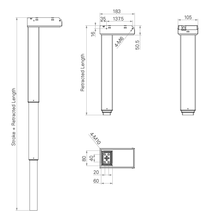 Rectangular Telescopic Columns For Desks | TL12 - TiMOTION
